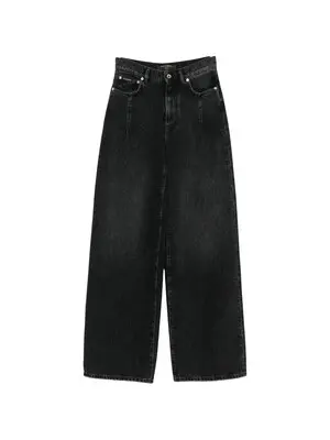 Dolce & Gabbana Wide-leg Jeans With Logo Plaque - Multi