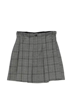 TELA Pleated Check Mini Skirt - Gray