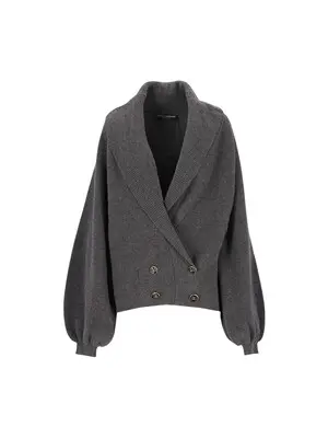 Dolce & Gabbana Short Cardigan With Shawl Collar And Wide Sleeves - Beige