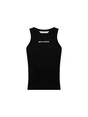 Palm Angels Ribbed Logo Tank Top - Black