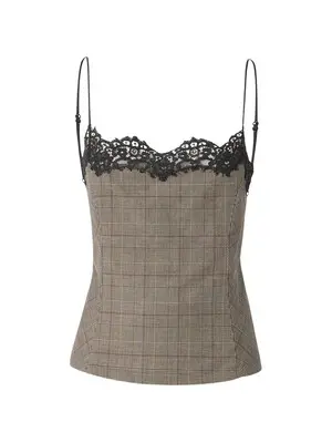 Pinko Prince Of Wales Check Camisole With Lace Trim