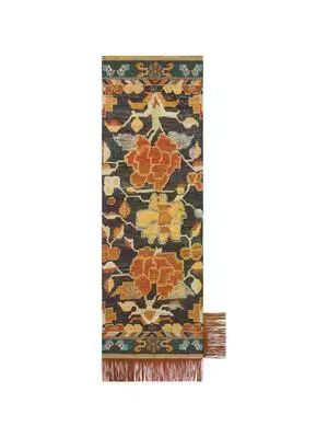 PIERRE-LOUIS MASCIA Aloewon Floral-print Fringed Scarf - Black