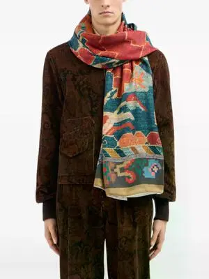 PIERRE-LOUIS MASCIA Aloewon Floral-print Silk-blend Scarf - Blue