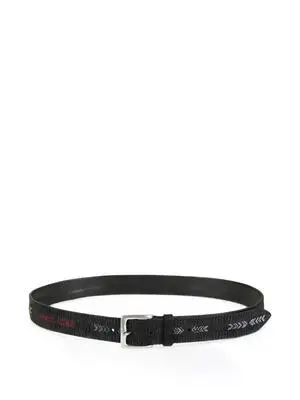 Orciani Arrow-embroidered Textured-leather Belt - Black