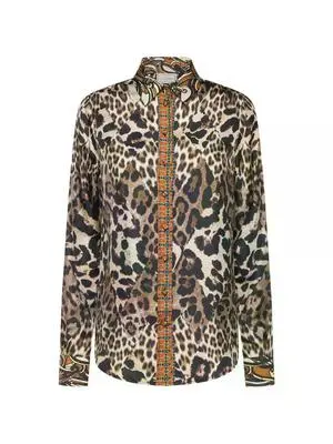 PIERRE-LOUIS MASCIA Aloe Leopard-print Silk Shirt - Brown