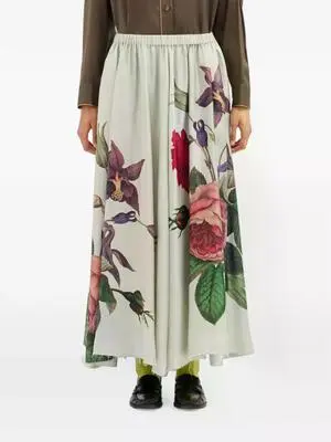 PIERRE-LOUIS MASCIA Aloe Botanical-print Silk Maxi Skirt - Neutrals
