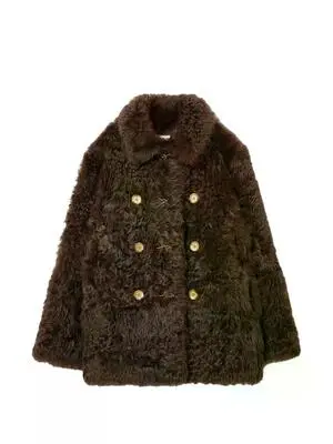 Ports 1961 Double-breasted Shearling-texture Coat - Brown