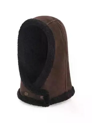 YVES SALOMON Curly Merino Shearling-trim Hooded Hat - Brown