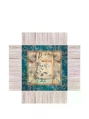 PIERRE-LOUIS MASCIA Aloeuw Botanical-print Fringed Shawl Scarf - Blue