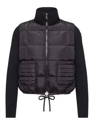 Moncler Padded Wool Zip-up Cardigan With Check Quilting - Black