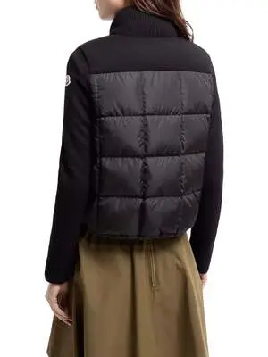 Moncler Padded Wool Zip-up Cardigan With Check Quilting