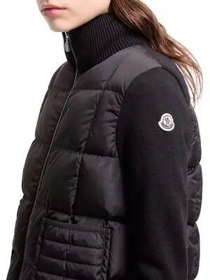 Moncler Padded Wool Zip-up Cardigan With Check Quilting