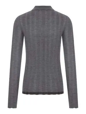 Prada Ribbed Knit Polo Shirt With Logo