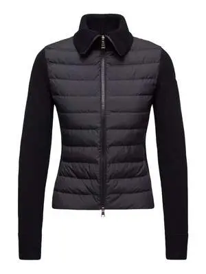 Moncler Padded Wool Zip-up Cardigan - Black