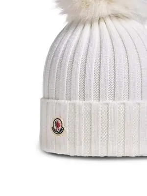 Moncler Wool Beanie With Pom Pom