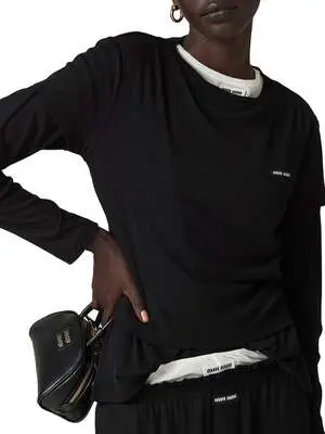 Miu Miu Ribbed Jersey T-shirt