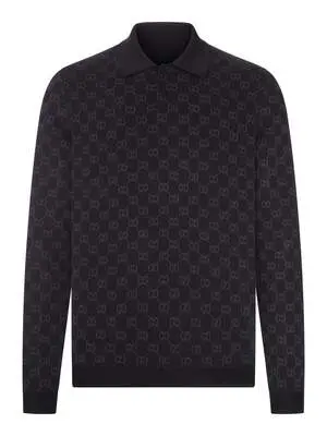 Gucci Gg Jacquard Viscose Polo Shirt - Black