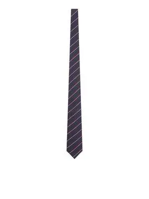 Giorgio Armani Silk Tie With Diagonal Stripes - Blue