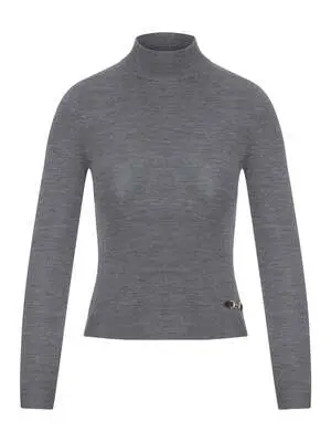 Gucci Fine Ribbed Wool Top With Clamp - Multicolor