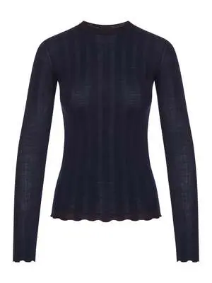 Prada Ribbed Knit Top With Logo - Multicolor