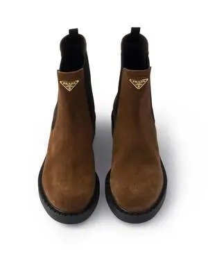 Prada Suede Chelsea Boots - Brown