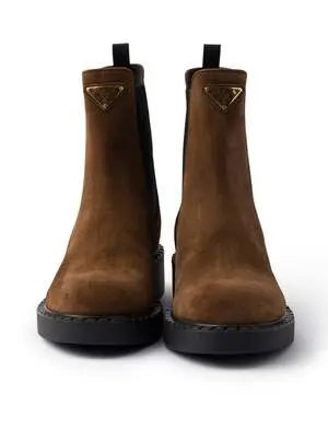 Prada Suede Chelsea Boots - Brown