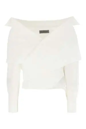 Balenciaga Off-the-shoulder Long Sleeve Shirt - Multicolor