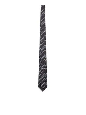 TOM FORD Silk Tie With Diagonal Stripes - Black