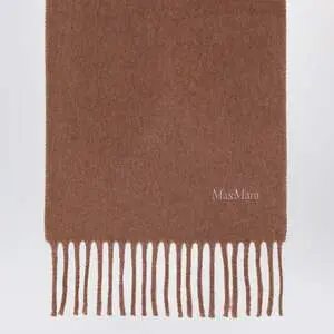 Max Mara Camel Fringed Wool Scarf