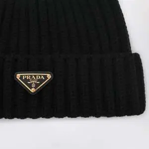 Prada Wool Beanie With Logo Triangle
