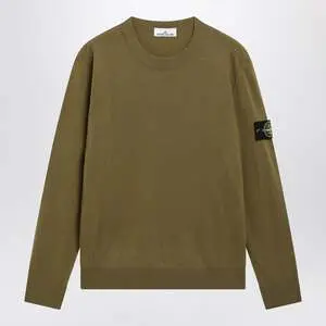 Stone Island Cactus-colored Crewneck Sweater In Wool - Green