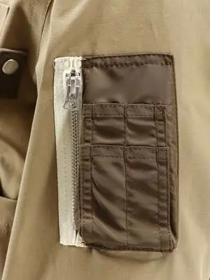 Sacai Giubbino In Cotone Con Colletto In Ecopelle