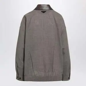 Prada Tobacco Houndstooth Wool Blouson