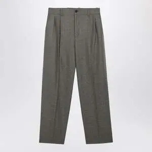 GOLDEN GOOSE Isiah Grey Virgin Wool Flannel Jogger Trousers - Gray