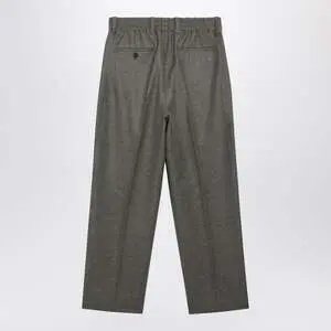 GOLDEN GOOSE Isiah Grey Virgin Wool Flannel Jogger Trousers