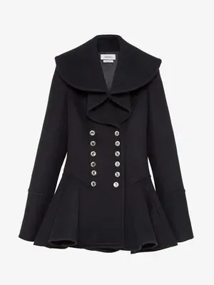 Alexander McQueen Waterfall Collar Coat - Black