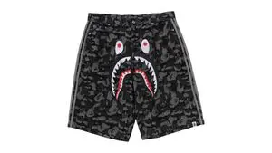A BATHING APE X Adidas Camo Jacquard Shark Denim Shorts