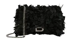 Balenciaga Hourglass Satin Bow Wallet On Chain - Black