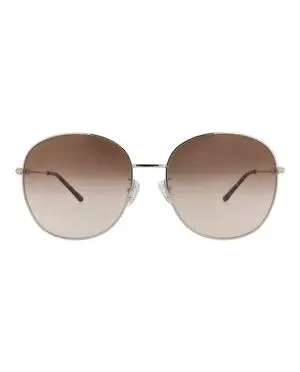 Gucci Roundframe Metal Sunglasses - Silver Silver Brown