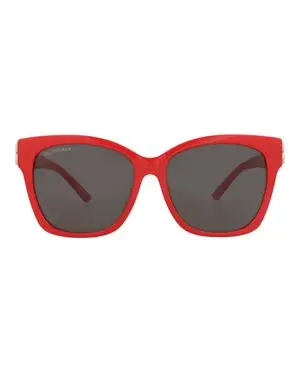 Balenciaga Cat Eyeframe Recycled Acetate Sunglasses - Red Silver Grey