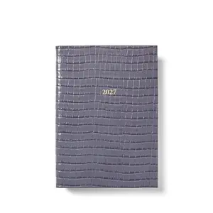 ASPINAL OF LONDON 2027 A5 Week To View Diary In Deep Shine Croc - Blue