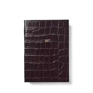 ASPINAL OF LONDON 2027 A5 Week To View Diary In Deep Shine Ever Small Croc - Brown