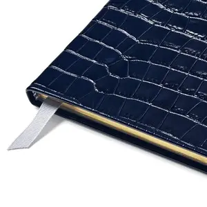 ASPINAL OF LONDON 2027 A5 Week To View Diary In Deep Shine Ever Small Croc - Navy