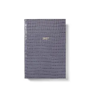 ASPINAL OF LONDON 2027 A5 Day To Page Diary In Deep Shine Croc - Blue