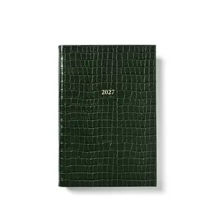ASPINAL OF LONDON 2027 A5 Day To Page Diary In Deep Shine Croc - Green