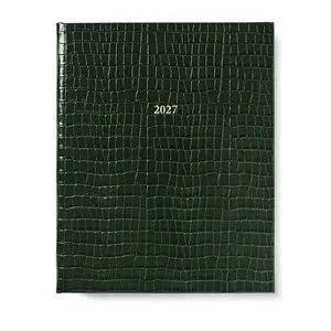 ASPINAL OF LONDON 2027 A4 Week To View Diary In Deep Shine Small Croc - Green