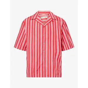 Marni Pinstripe Short-sleeve Cotton-blend Shirt - Lacquer