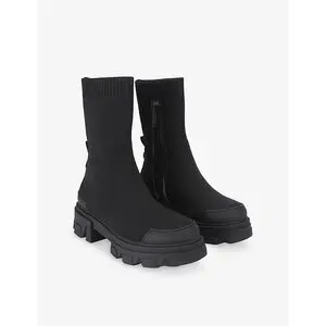 Kurt Geiger Stomp Sock Woven Ankle Boots