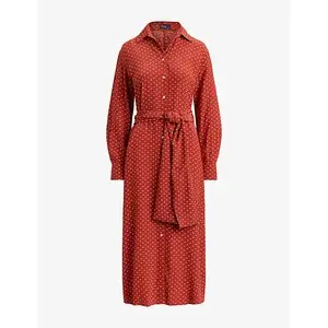 Polo Ralph Lauren Geometric-print Belted Woven Midi Dress - Multi