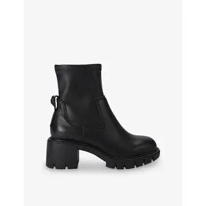 Kurt Geiger Step Heeled Leather Ankle Boots - Black
